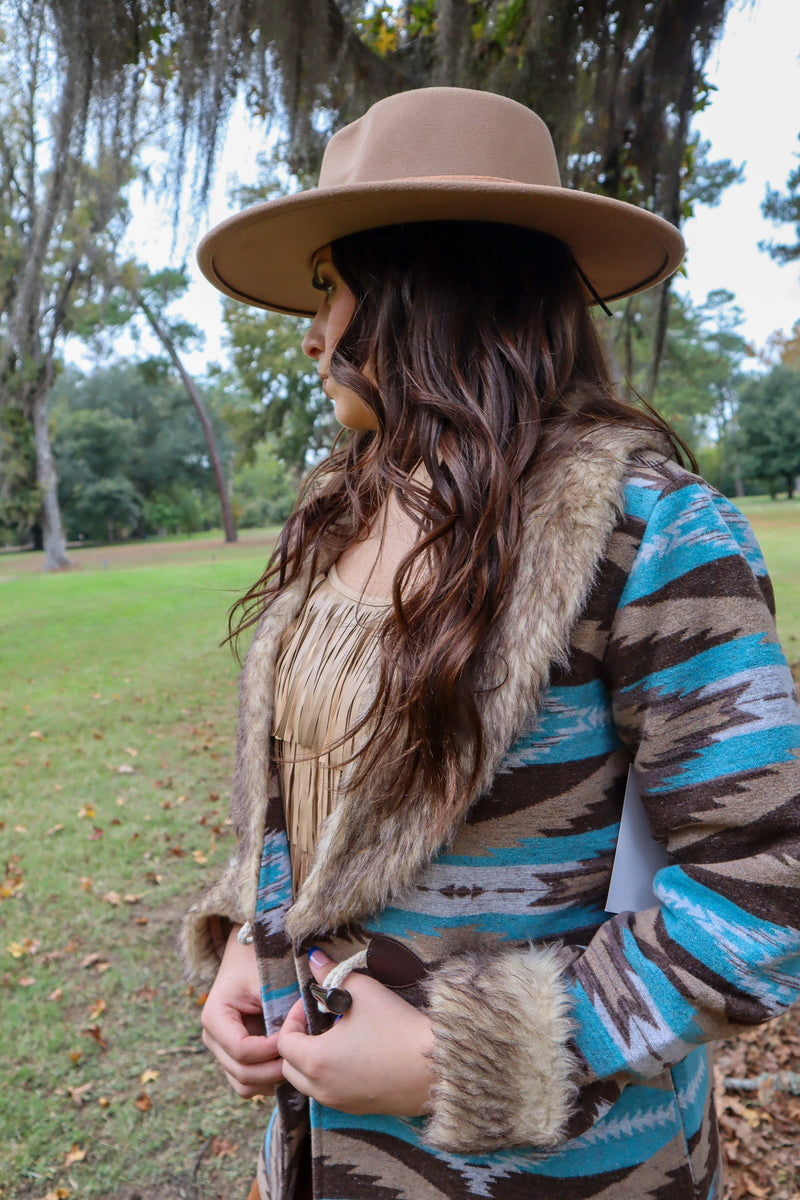 Oregon Trail Wool Blend Coat - Blue/Brown – Mule Barn Boutique