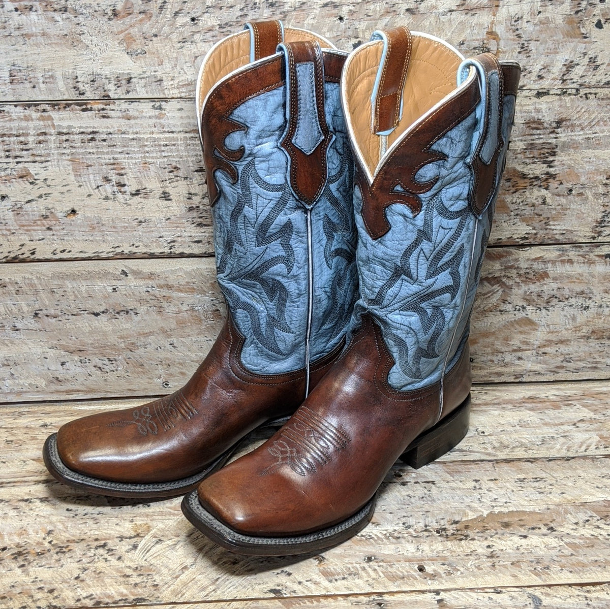 Stetson Blue Top Brown Leather (Size 9.5D) – Mule Barn Boutique